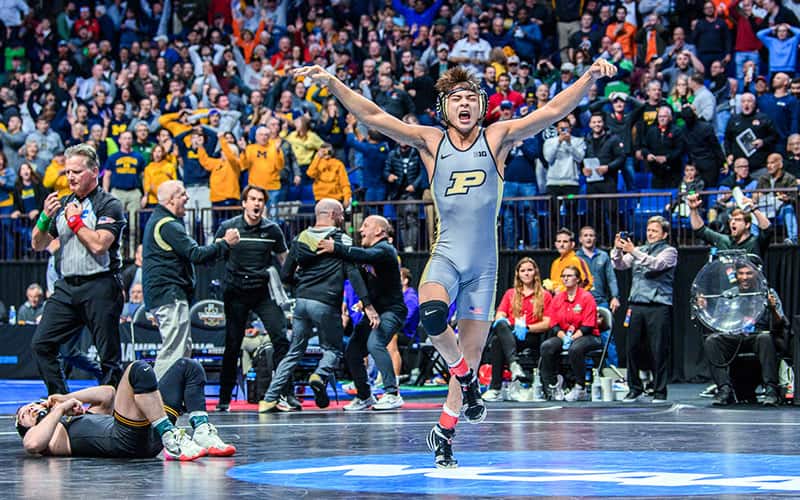 Ramos upsets Lee in NCAA semifinals, Diakomihalis to go for four titles; No. 1 Penn State earns ...